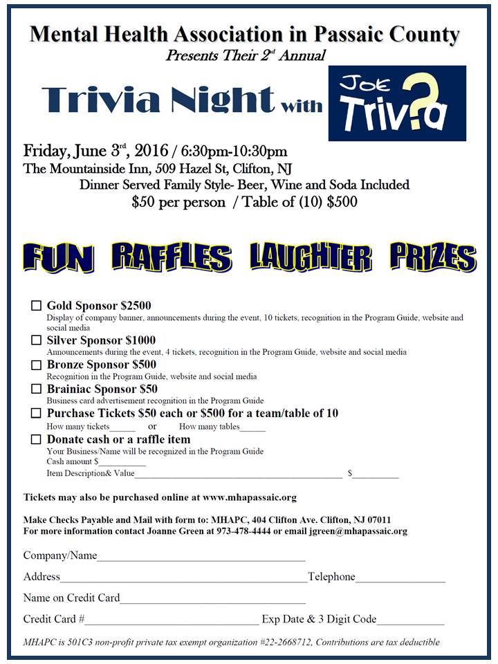 Mental Health Association in Passaic County Investor’s Bank Sponsor’s ...